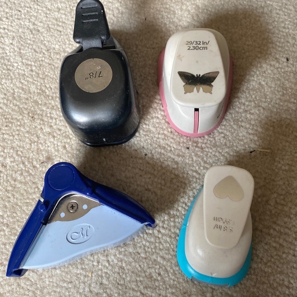 Art | Set Of Four Paper Hole Punches Heart Butterfly Circle Rounded ...